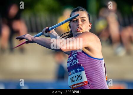 Bekah Walton in the Women’s Javelin Final during day two of the Muller ...