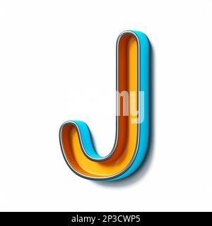 Orange blue thin metal font Number 6 SIX 3D rendering illustration ...