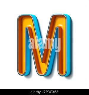 Orange blue thin metal font Number 6 SIX 3D rendering illustration ...