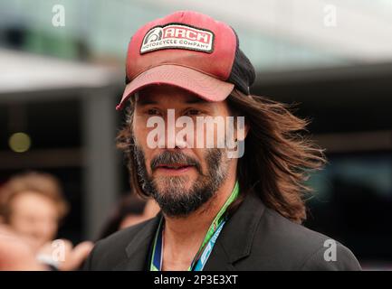 Hollywood actor Keanu Reeves is seen in the paddock during the Formula ...