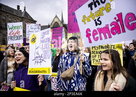 AMSTERDAM - Participants join the first Feminist March. The successor ...