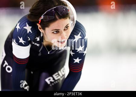 HERENVEEN - Kimi Goetz (USA) during the 1500 meters for women at the ...
