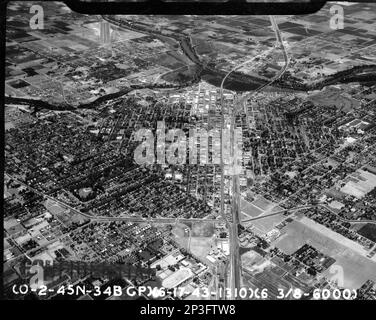 aerial view above Modesto California water tower Stock Photo - Alamy