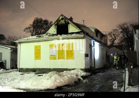 Detroit Fire Department at scene of house fire Detroit Michigan USA ...