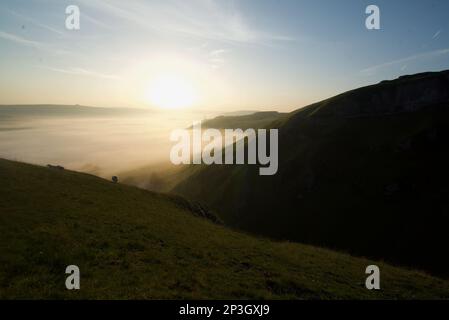 Cloud Inversion seen during sunrise over Castleton- from Winnat's Pass ...