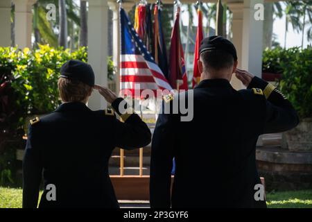 U.S. Gen. Charles Flynn, left, Commanding General USARPAC, shakes hands ...
