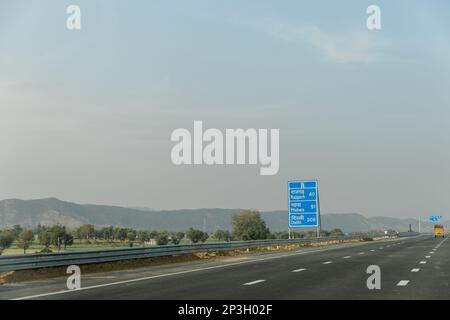 Some traffic signs along the Delhi-Mumbai Expressway in India on a ...