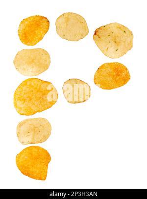 Letter L made of potato chips and isolated on white background. Food ...