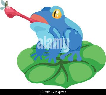 blue frog eating fly Stock Vector Image & Art - Alamy