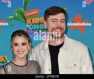 MrBeast and Maddy Spidell attend the 2023 Nickelodeon Kids' Choice ...