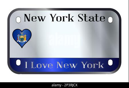 New York state license plate in the colors of the state flag with the ...