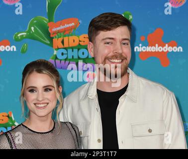 MrBeast and Maddy Spidell attend the 2023 Nickelodeon Kids' Choice ...