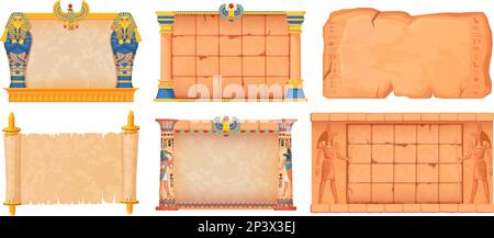 Ancient Egypt papyrus frame or border with time line infographics ...