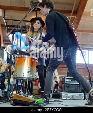 Echosmith lead singer Sydney Sierota takes a photo of South Lenoir High ...
