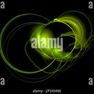 green abstract spherical linear pattern on black background, wallpaper ...