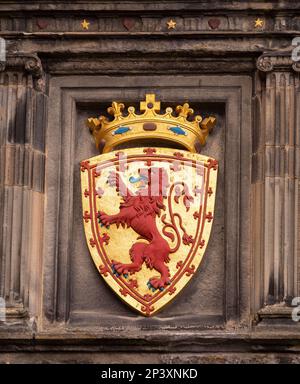 EDINBURGH, SCOTLAND, EUROPE - Coat of arms heraldry on exterior of ...