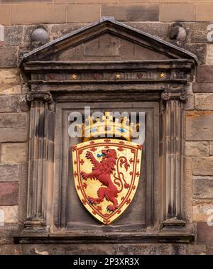 EDINBURGH, SCOTLAND, EUROPE - Coat of arms heraldry on exterior of ...
