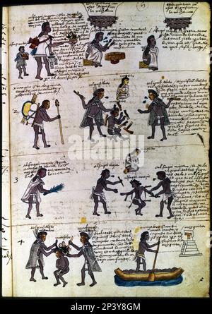 Codex Mendoza (1535 - 1550), hieroglyph representing the educational ...