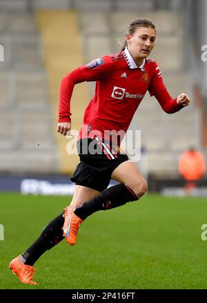 Leigh, UK. 5th Mar, 2023. Remy Siemsen celebrates scoring Leicester ...