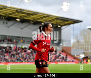 Leigh, UK. 5th Mar, 2023. Remy Siemsen celebrates scoring Leicester ...