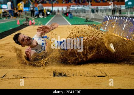 Miltiadis Tentoglou, of Greece, makes an attempt in the Men long Jump ...