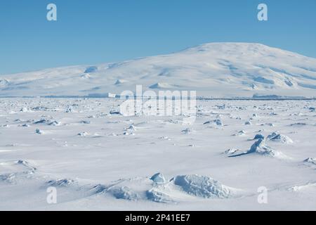 Antarctica, Amundsen Sea, Siple Island. Large iceberg with Mount Siple ...