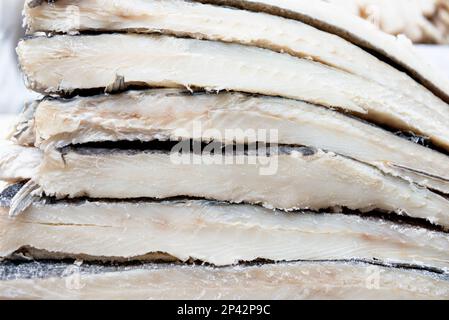 Bacalao or bacalhau, dried and salted cod fish Stock Photo - Alamy
