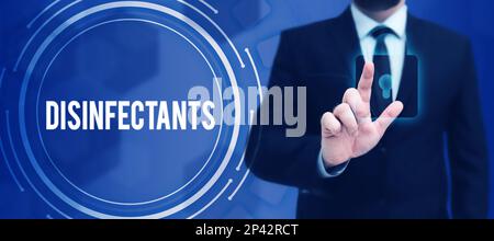 Writing displaying text Disinfectants. Word Written on chemical that ...