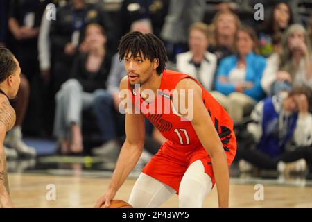 Portland Trail Blazers guard Shaedon Sharpe (17) dunks against ...