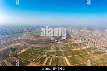 YUNCHENG, CHINA - MARCH 5, 2023 - A bridge project is underway at Fenhe ...