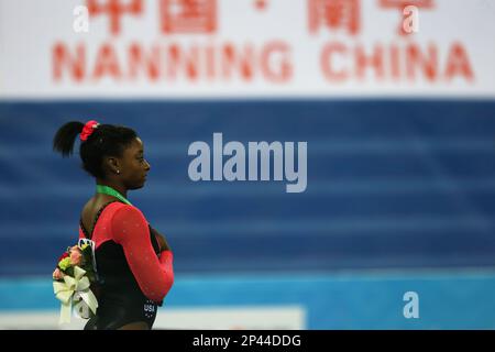 October 8, 2014 Nanning, China..Simone Biles competes during the women ...