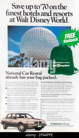 Walt Disney World advert in a Natgeo magazine February 1988 Stock Photo ...