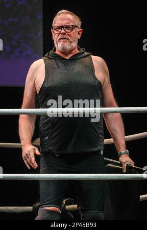 London, UK. Greg Davies and Rosie Jones with Iain Stirling in Max and ...