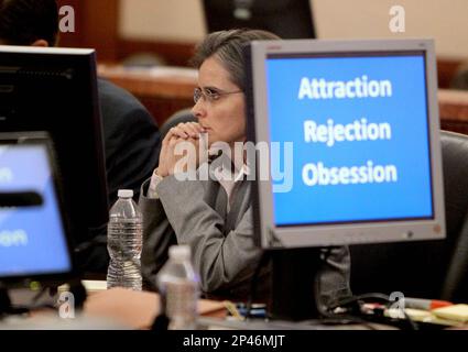 Dr. Ana Maria Gonzalez-Angulo sits in court with defense attorney Andy ...