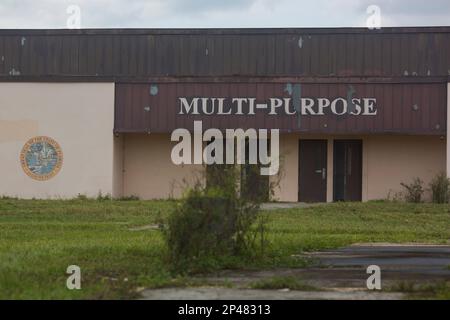 Abandoned military building on the grounds of the former United States ...
