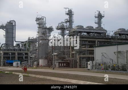 Pipework and vessels, Tangguh LNG Plant, Liquified Natural Gas. near ...