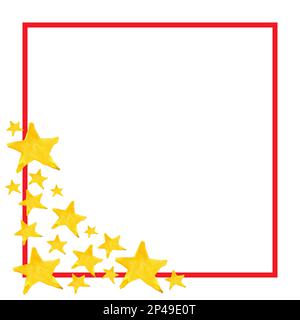 Watercolor five pointed star symbol frame template background Stock ...