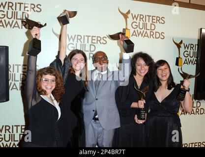 Sandy Honig, Alyssa Stonoha, Evan Waite, Mitra Jouhari, Diana Tay arrives at The 2023 Writers ...