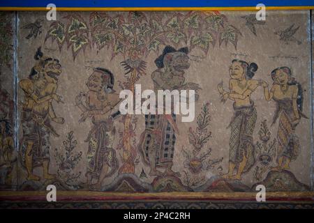 Hindu-inspired Kamasan-style painting. Klungkung Palace, Semarapura ...