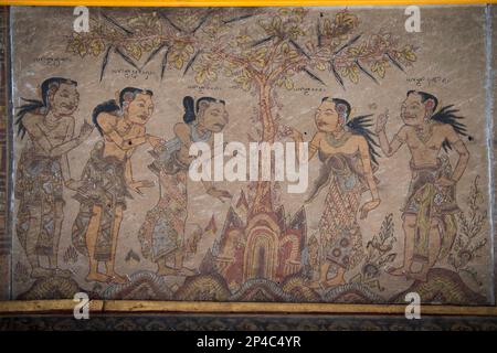 Hindu-inspired Kamasan-style painting. Klungkung Palace, Semarapura ...