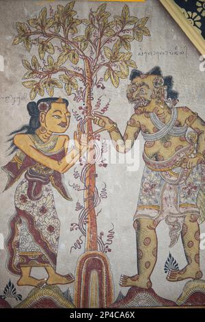 Hindu-inspired Kamasan-style painting. Klungkung Palace, Semarapura ...