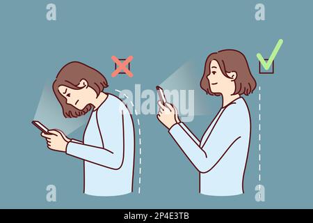 Standing woman with incorrect spine posture. Spine health, bad body ...