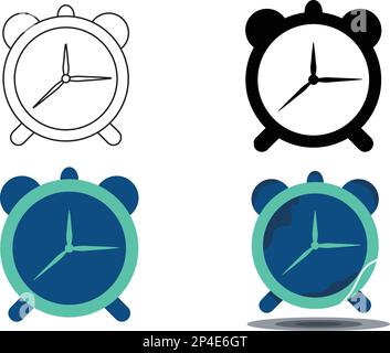 alarm clock icon sign. A set of twelve vintage buttons for your design ...