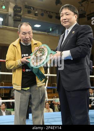 Former Japanese professional boxer Iwao Hakamada (L), ex-death-row ...