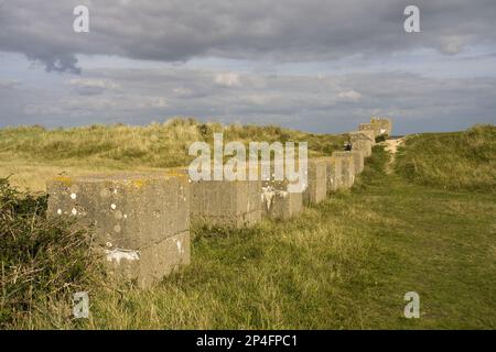 Second World War Two concrete boxes, known as Phoenix caissons in front ...