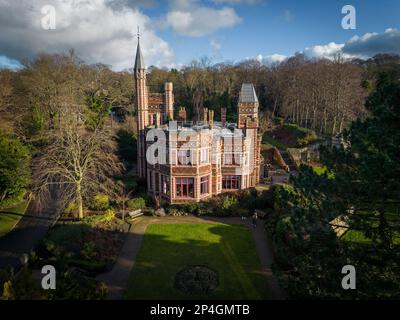 Aerial view of Saltwell Towers, Saltwell Park, Gateshead, Tyne & Wear ...