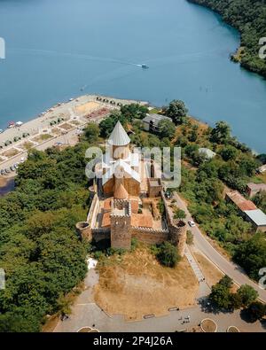 Ananuri castle complex on the shore Jinvali reservoir in Georgia Stock ...