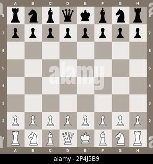 Chess board initial setup. Simple vector chessboard with pieces in ...
