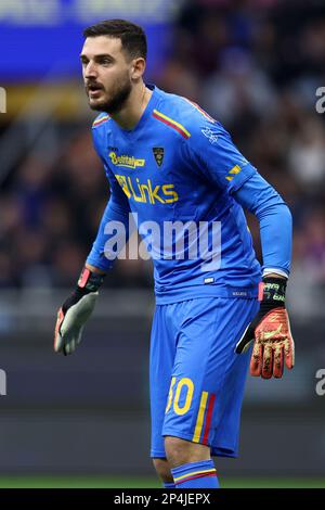 Wladimiro Falcone of US Lecce looks on during the Serie A football ...