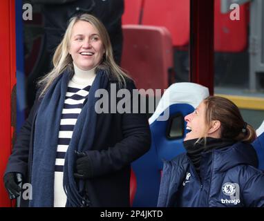 Chelsea assistant coach Denise Reddy oversees the warm up prior to kick ...